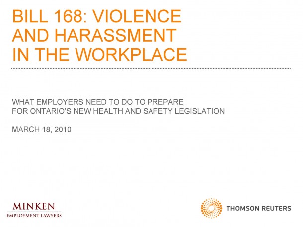HRPA Live Webinar: Bill 168 - Violence & Harassment in the Workplace