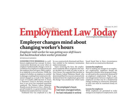 Employer Changes Mind About Changing Worker’s Hours