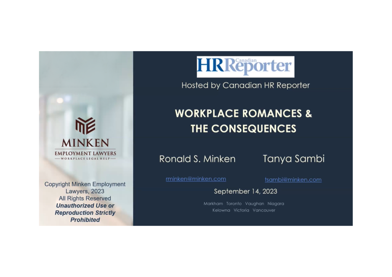 Canadian Hr Reporter Webinar Workplace Romances And The Consequences